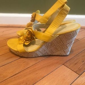Avon | Shoes | Avon Yellow Wedge 3d Floral Sandals Sz | Poshmark